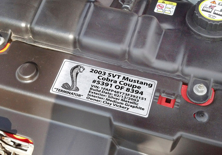 Customized Vehicle Data Plates – The SVT Store