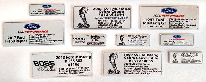 Customized Vehicle Data Plates – The SVT Store